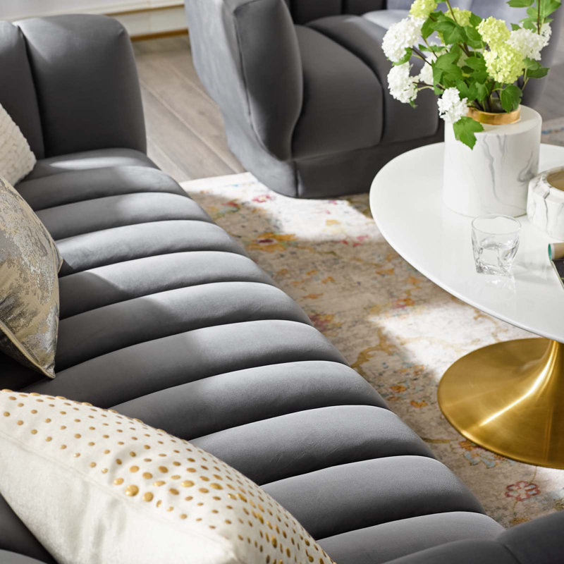 Modway Silver Orchid Burke Channel Tufted Performance Velvet Sofa Reviews Wayfair